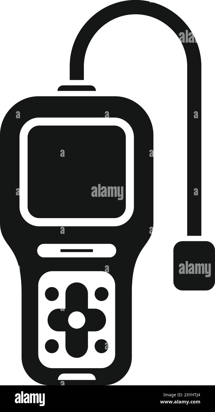 Simple vector icon of a car diagnostic tool with a cable and a ...
