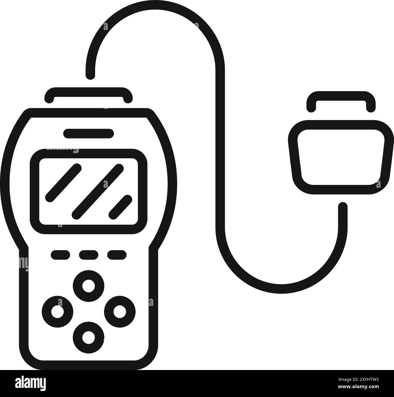 Simple line icon of a glucometer, a device for measuring blood glucose ...