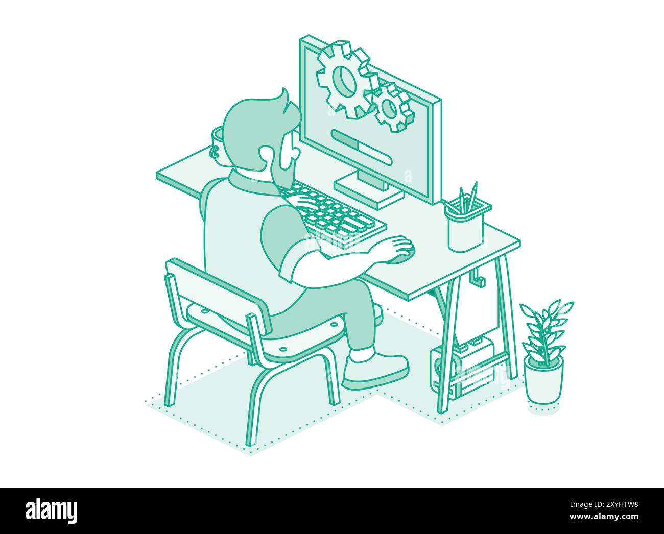 Creative man programmer computer Stock Vector Images - Alamy