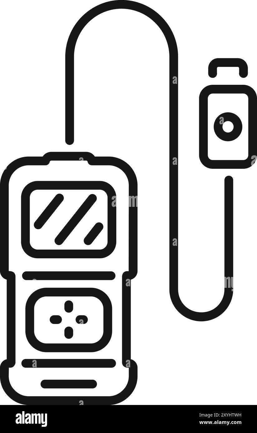 Black and white icon of a portable gas detector measuring instrument ...