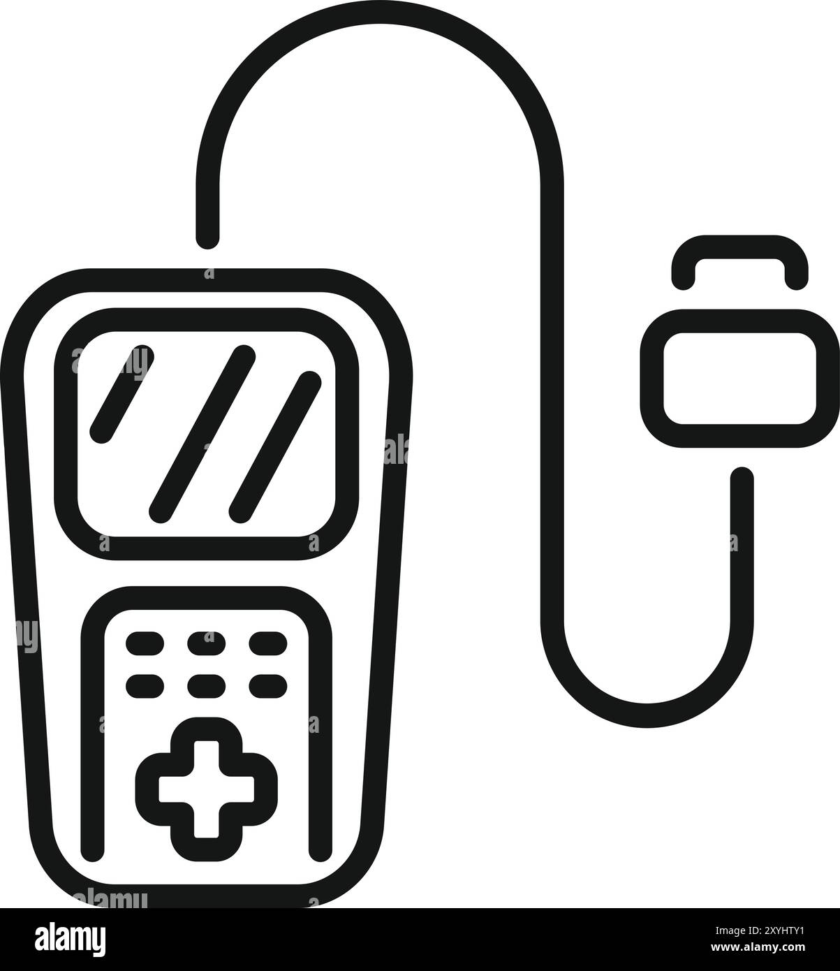 Line style icon of a glucometer device measuring blood sugar level ...