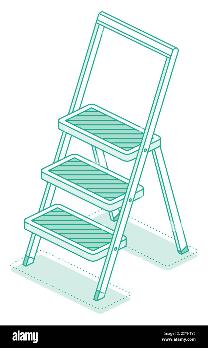 Isometric ladder. Metallic household steps. Vector illustration. Ladder ...