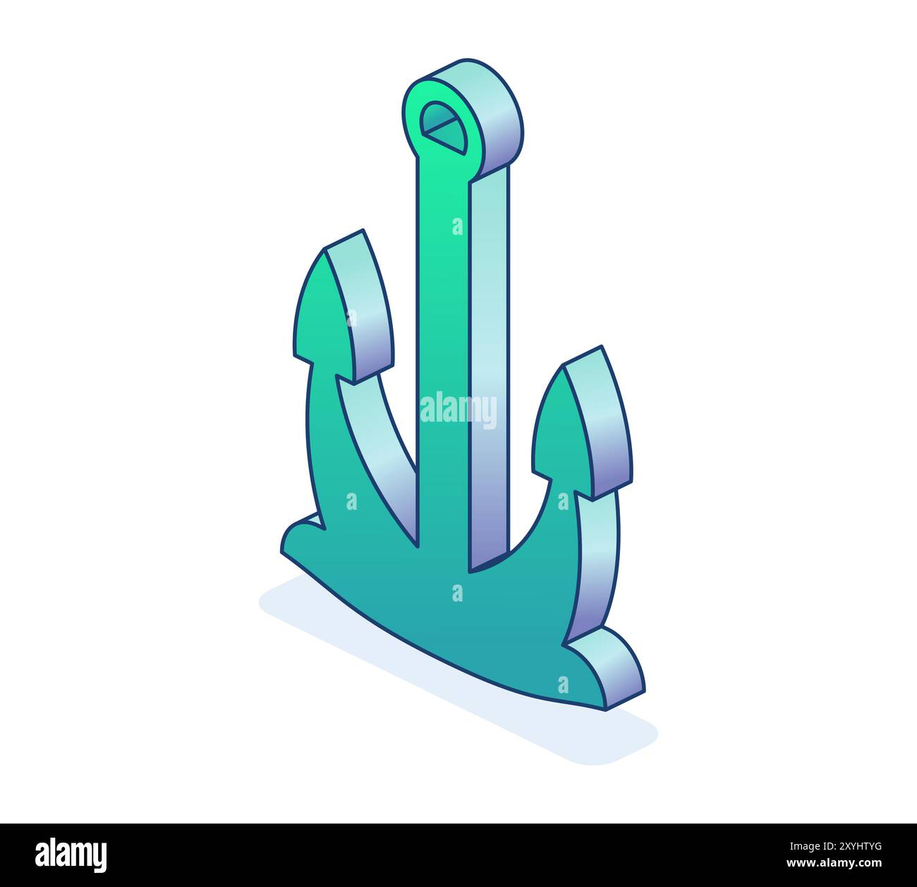 Isometric green anchor. Vector illustration. Icon isolated on white ...