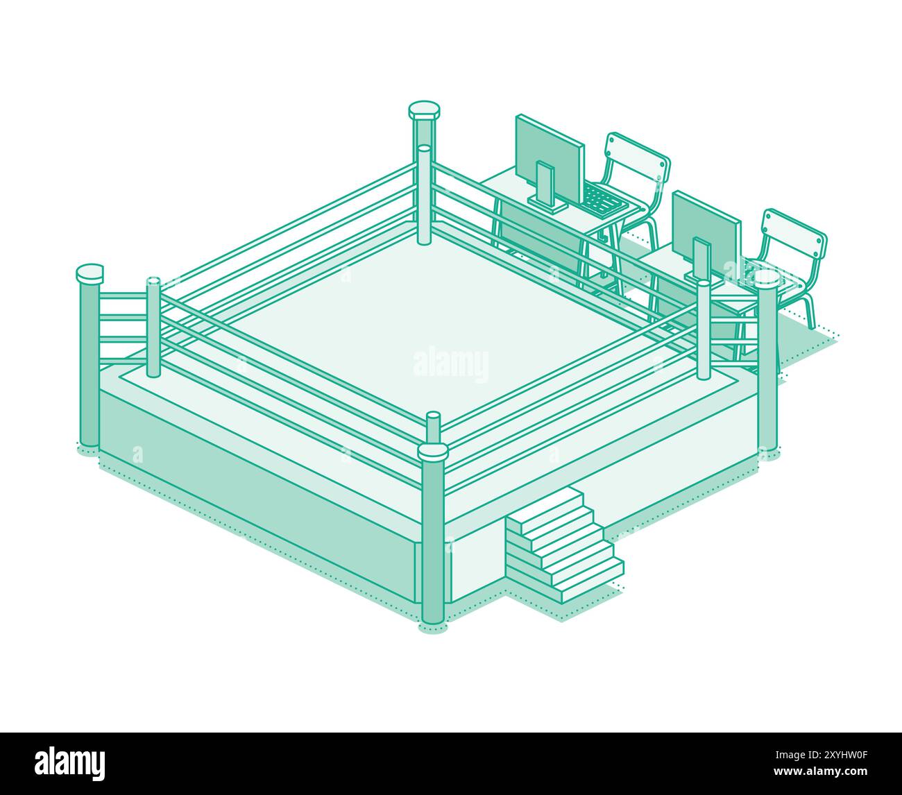 Isometric boxing ring. Wrestling ring. Vector illustration. Training ...