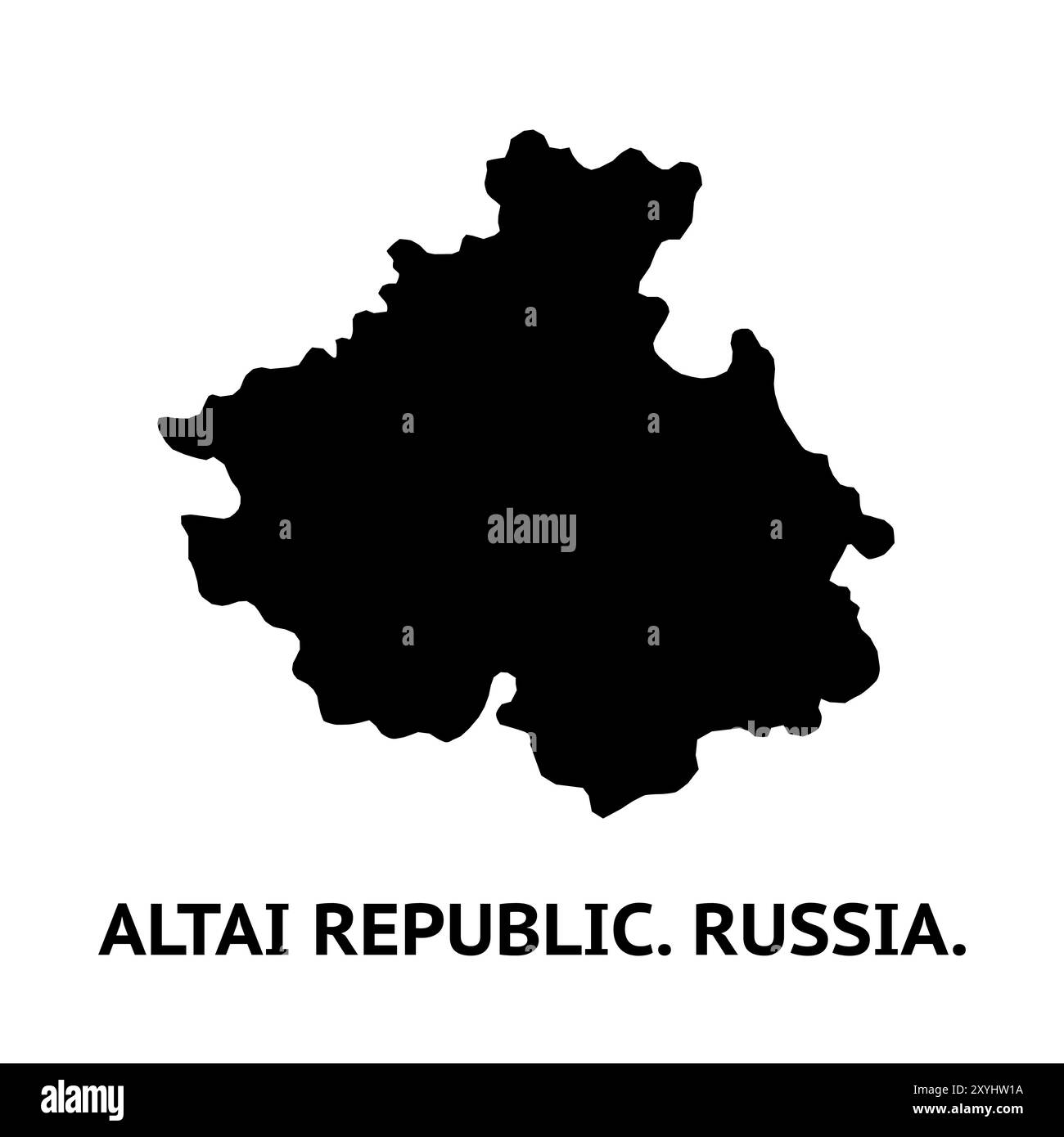 Map of Altai Republic. Russia. Black and white silhouette isolated on ...