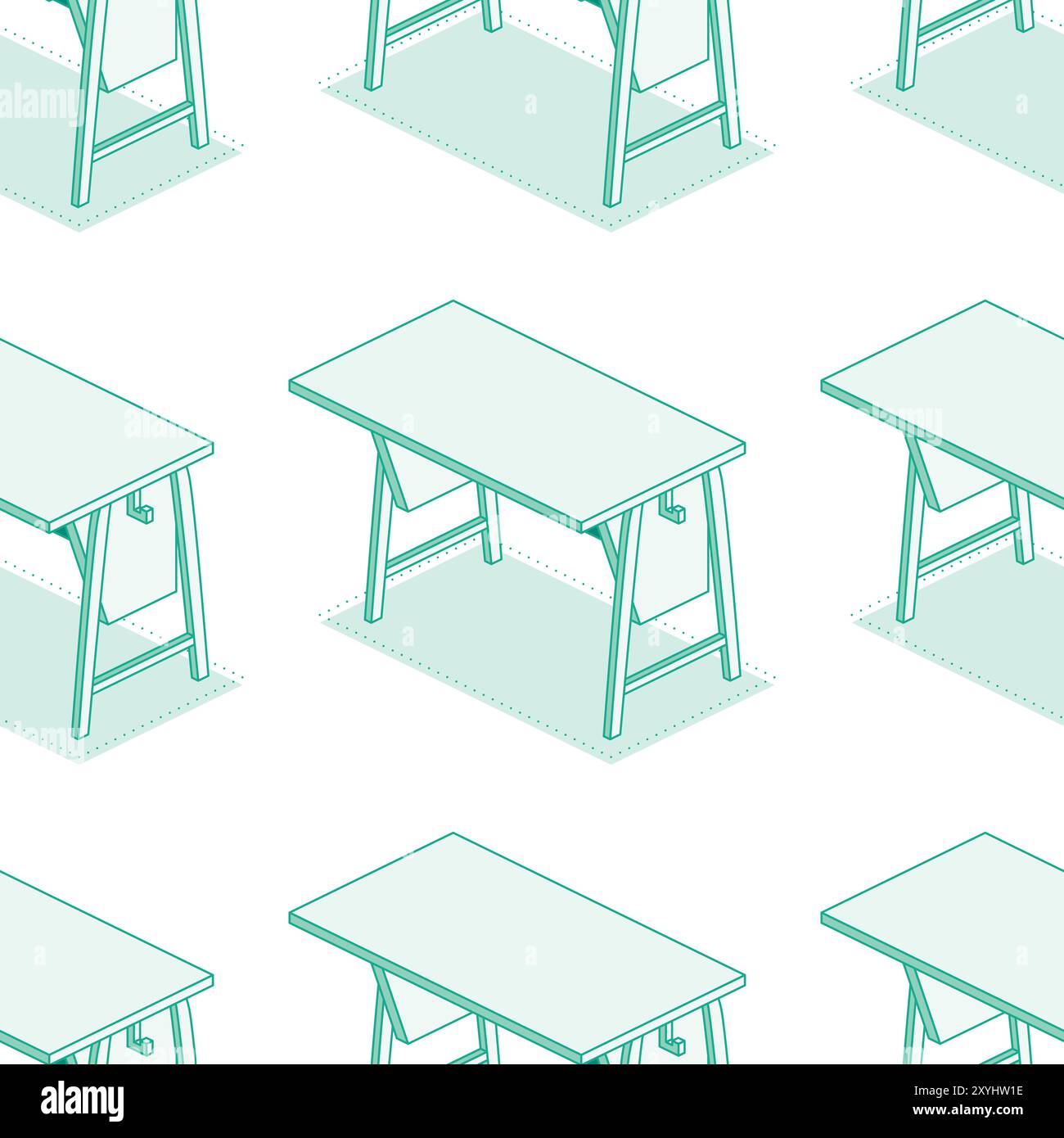 Isometric school desk tables. Seamless pattern. Vector illustration ...