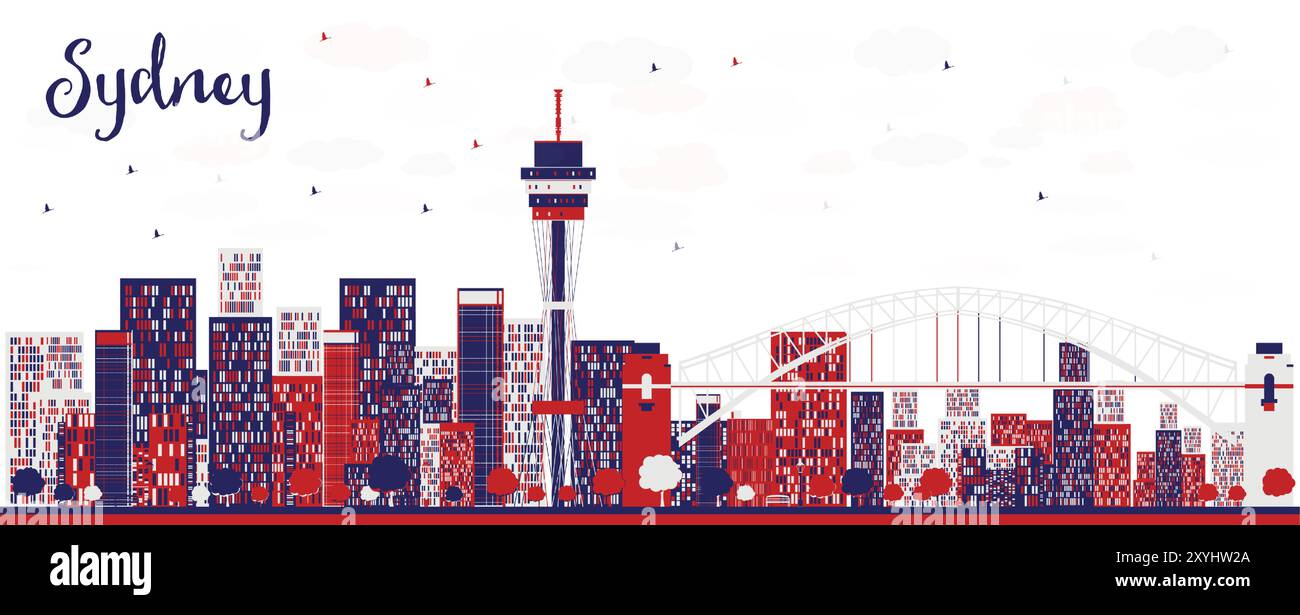 Sydney Australia city skyline with color buildings. Vector illustration ...