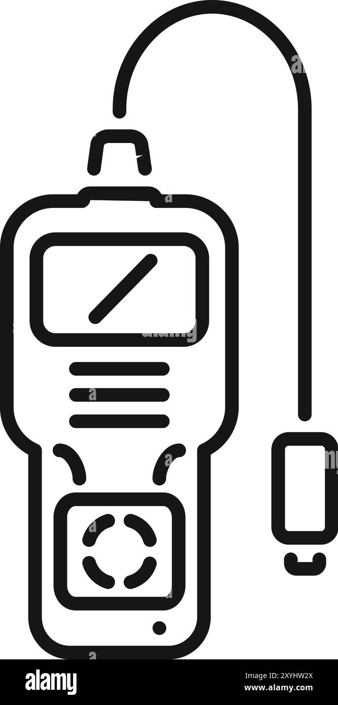 Black and white icon of a portable gas detector measuring instrument ...