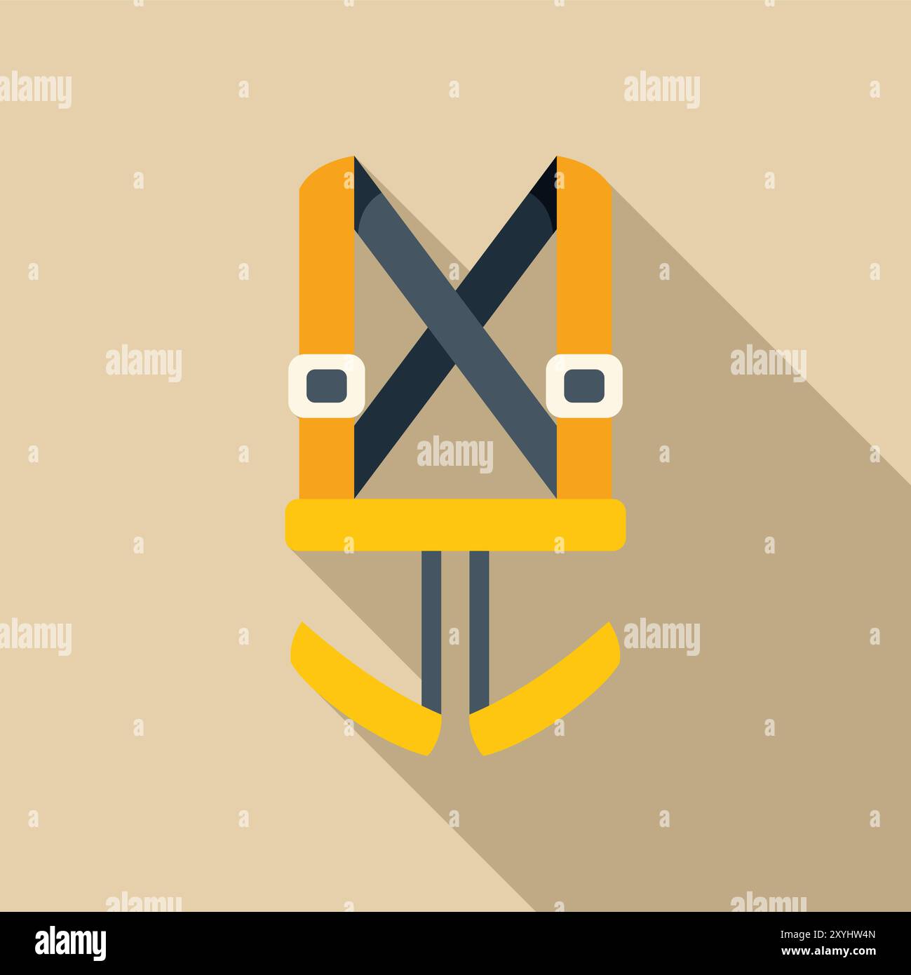 Yellow safety harness with long shadow on beige background, promoting ...