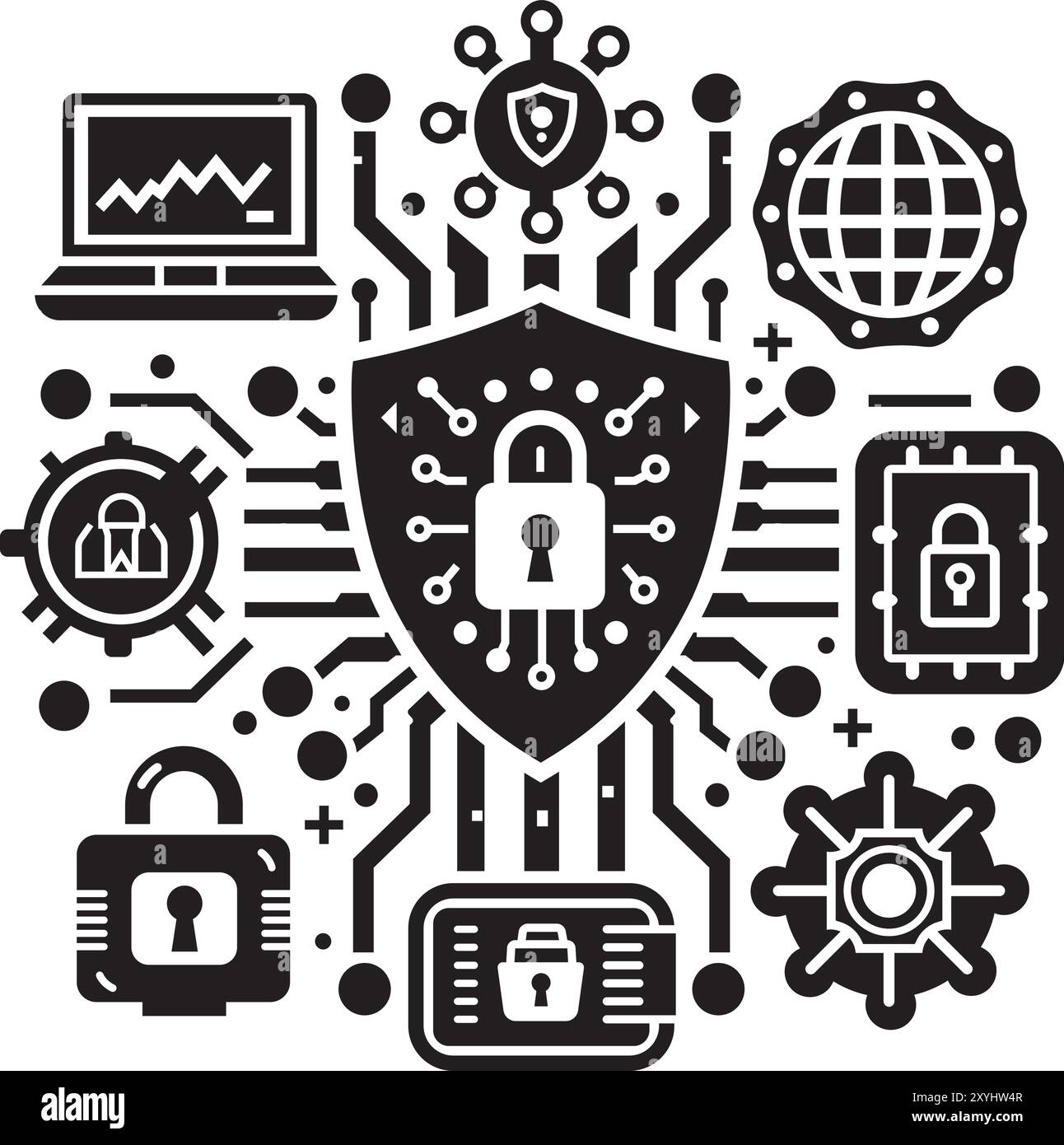 artificial intelligence with Digital security vector design Stock ...