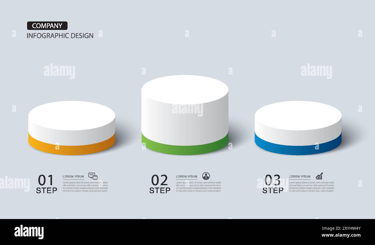 Infographics cylinder winner success with 3 number data template ...