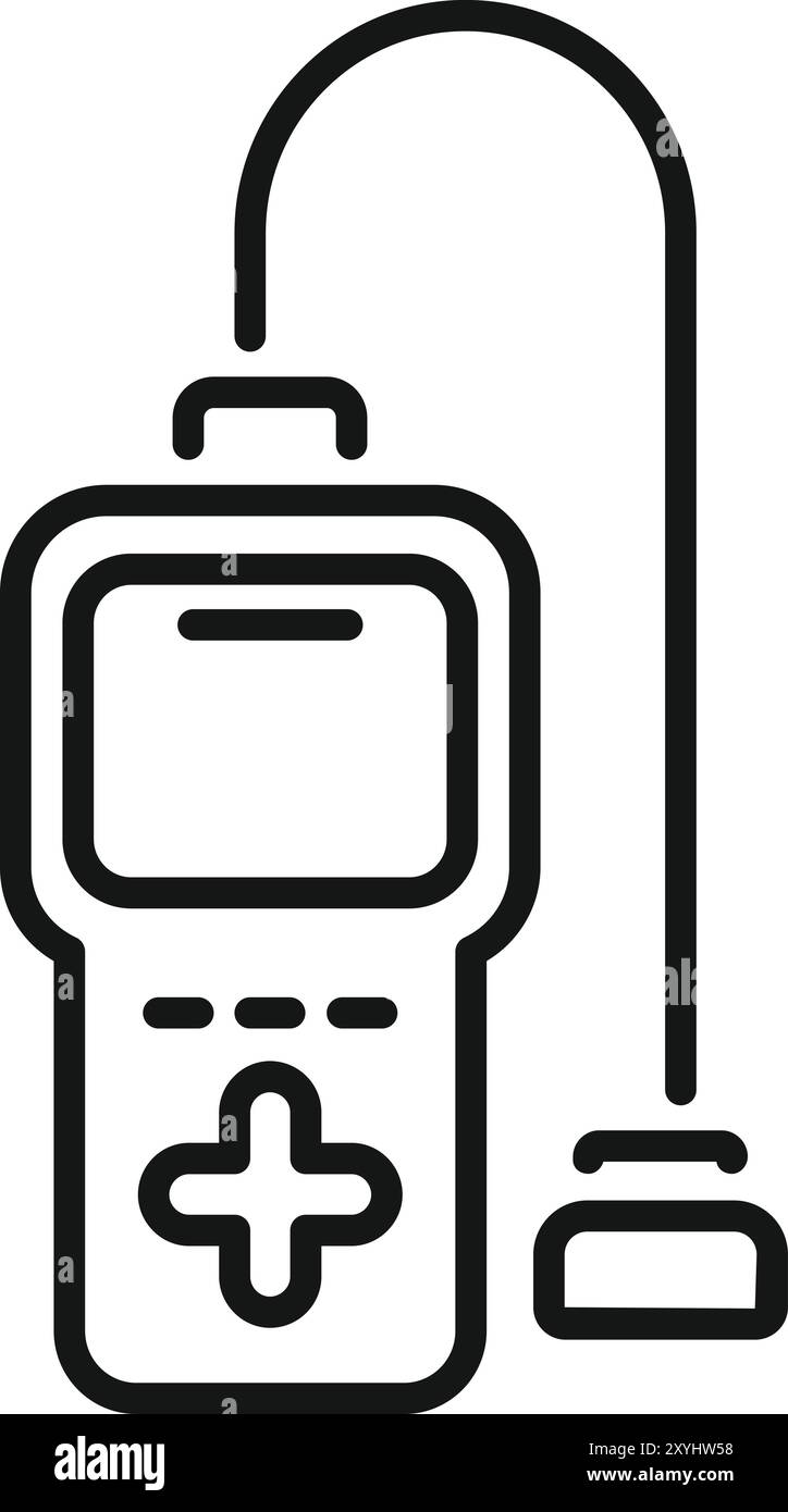 This icon of a portable gaming device connecting with a cable ...