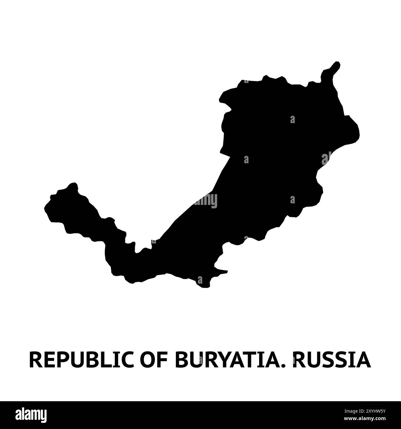 Map of Republic of Buryatia. Russia. Black and white silhouette ...