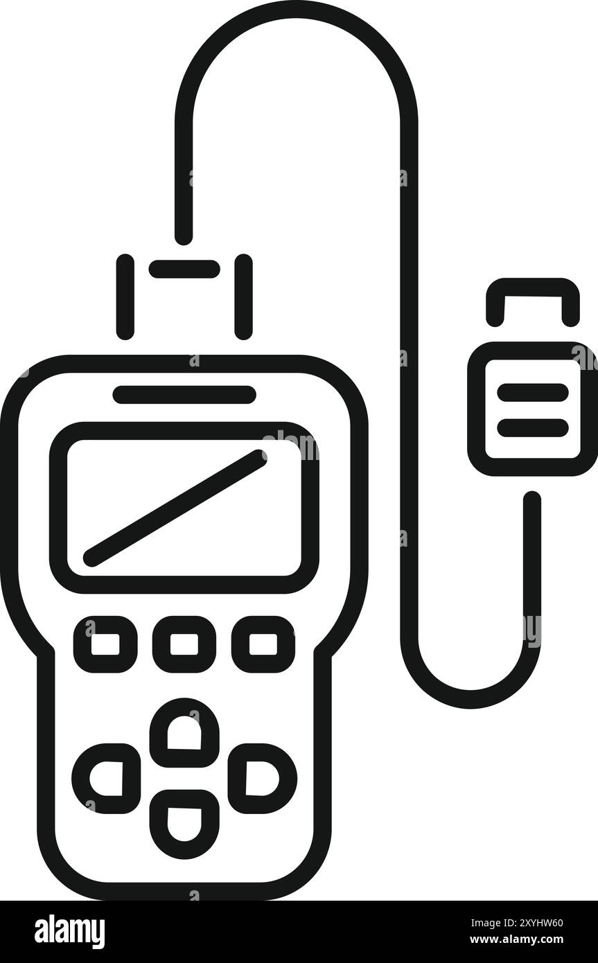 Line icon of an obd2 scanner, with cable and connector, used by ...