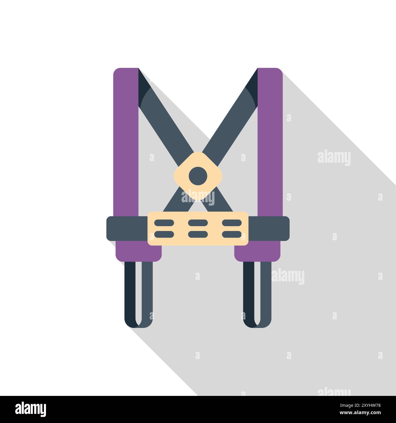 Safety harness icon in flat style with long shadow, isolated vector ...