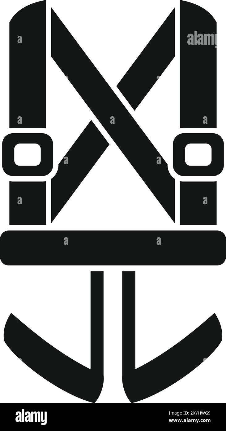 Safety harness icon representing industrial workwear protecting workers ...