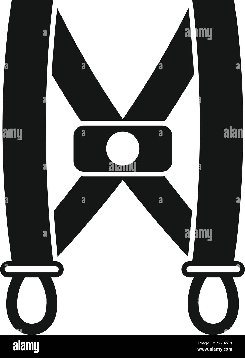 Black simple icon of crossed safety straps with a buckle for back and shoulders Stock Vector ...