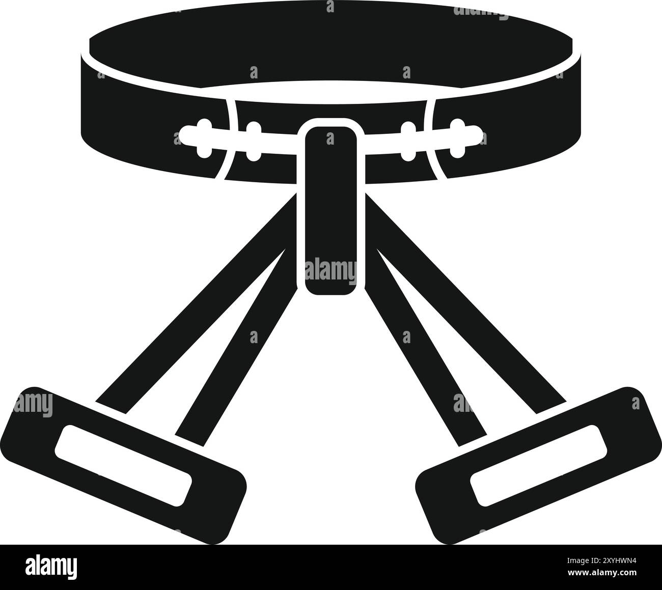 Black silhouette of a climbing harness ensuring safety during rock ...