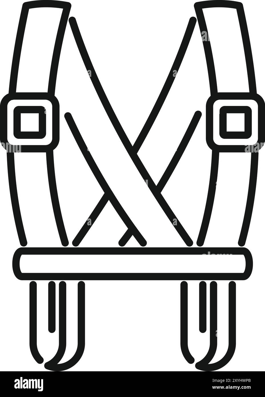 Simple line drawing of a baby harness with straps and buckles for ...