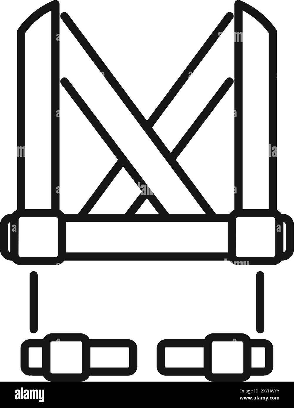 Black outline of a baby harness, featuring adjustable straps and ...