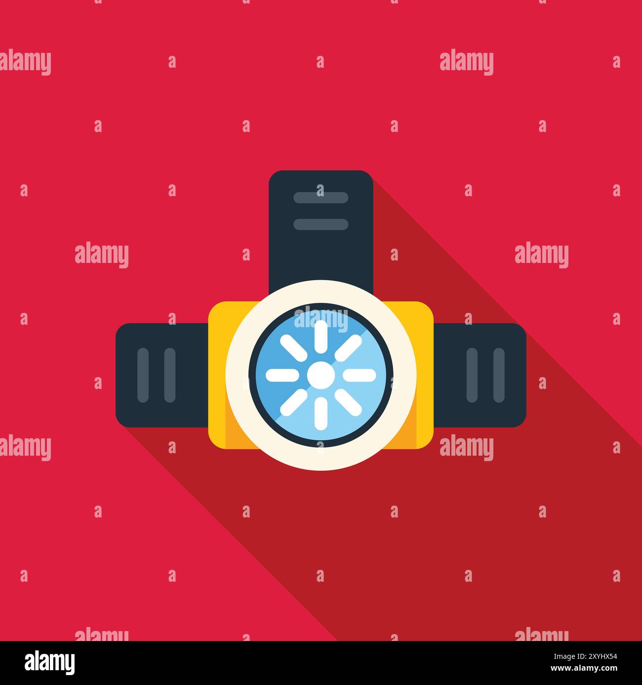 Yellow pipe valve showing open position with long shadow on red ...