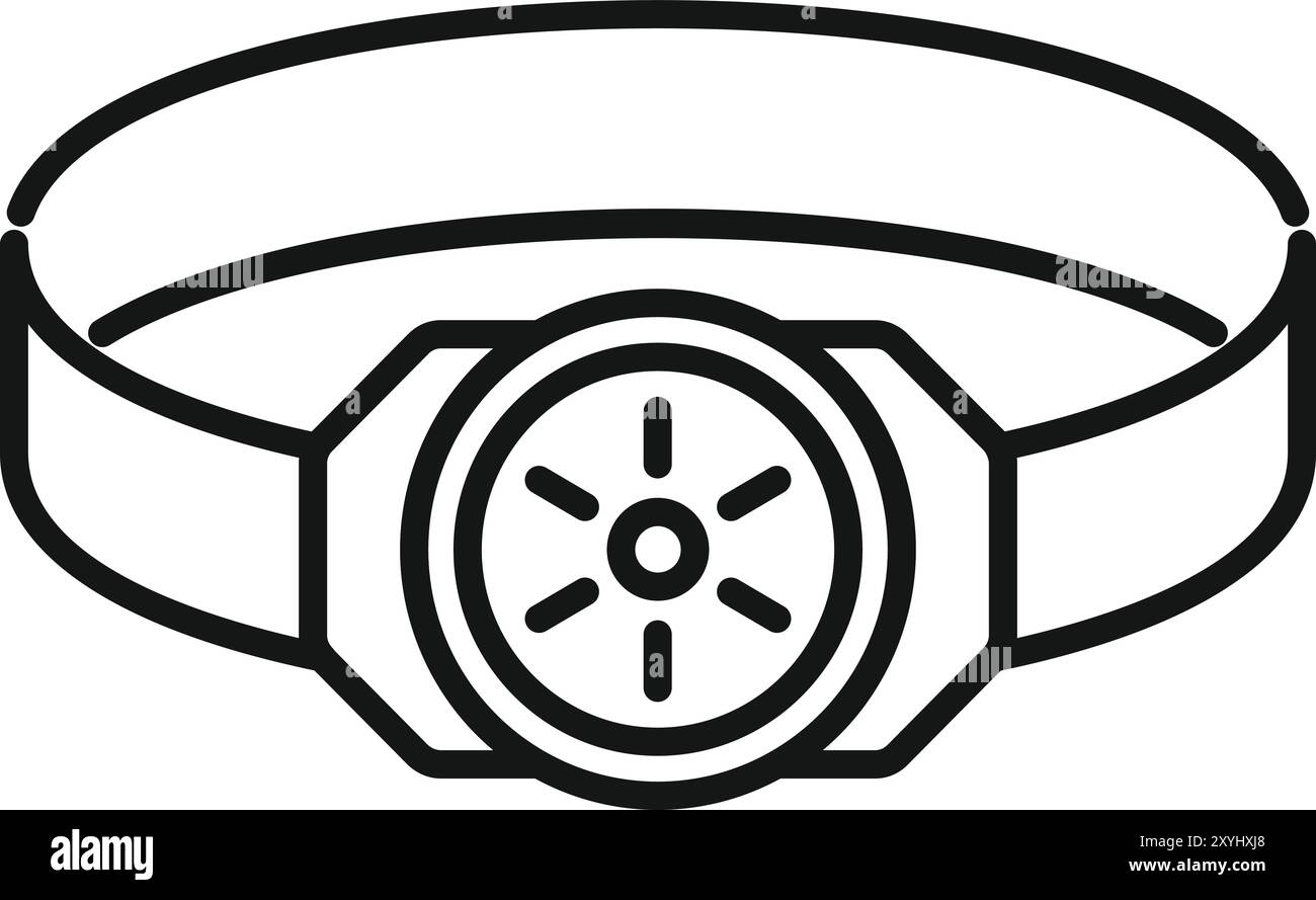 This icon features a headlamp, commonly used for outdoor activities ...