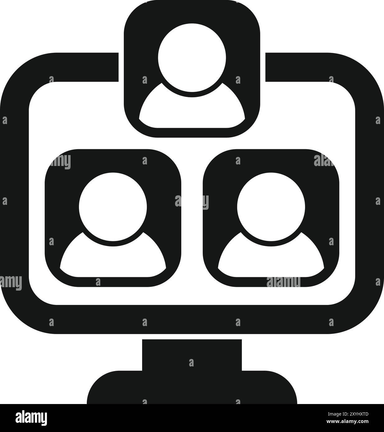 Group video call on desktop computer icon showing business meeting ...