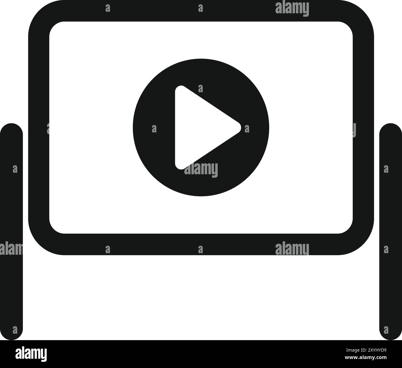 Outdoor advertising digital signage with play button on the screen is ...