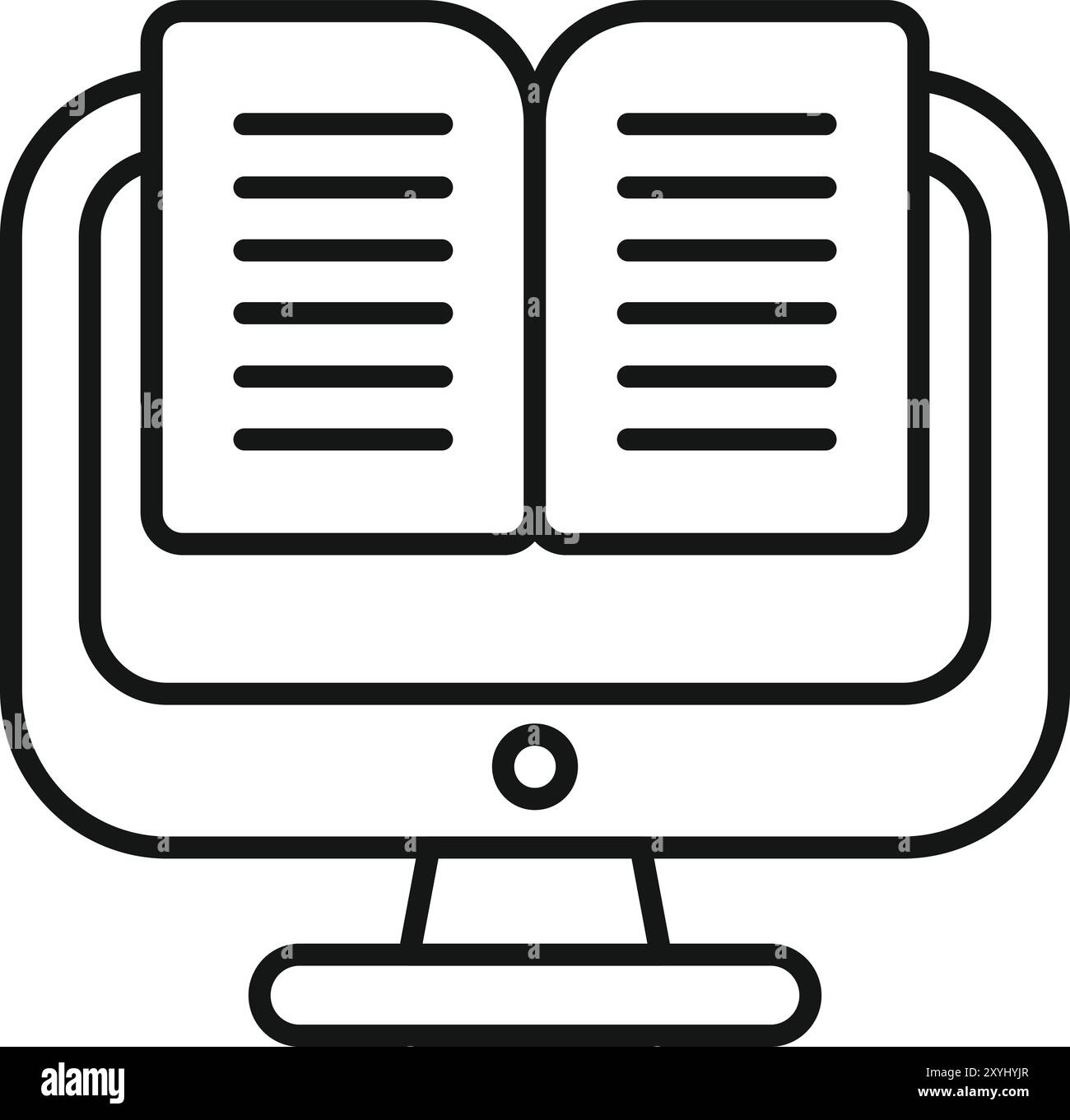 Icon of an open book displayed on a desktop computer monitor ...