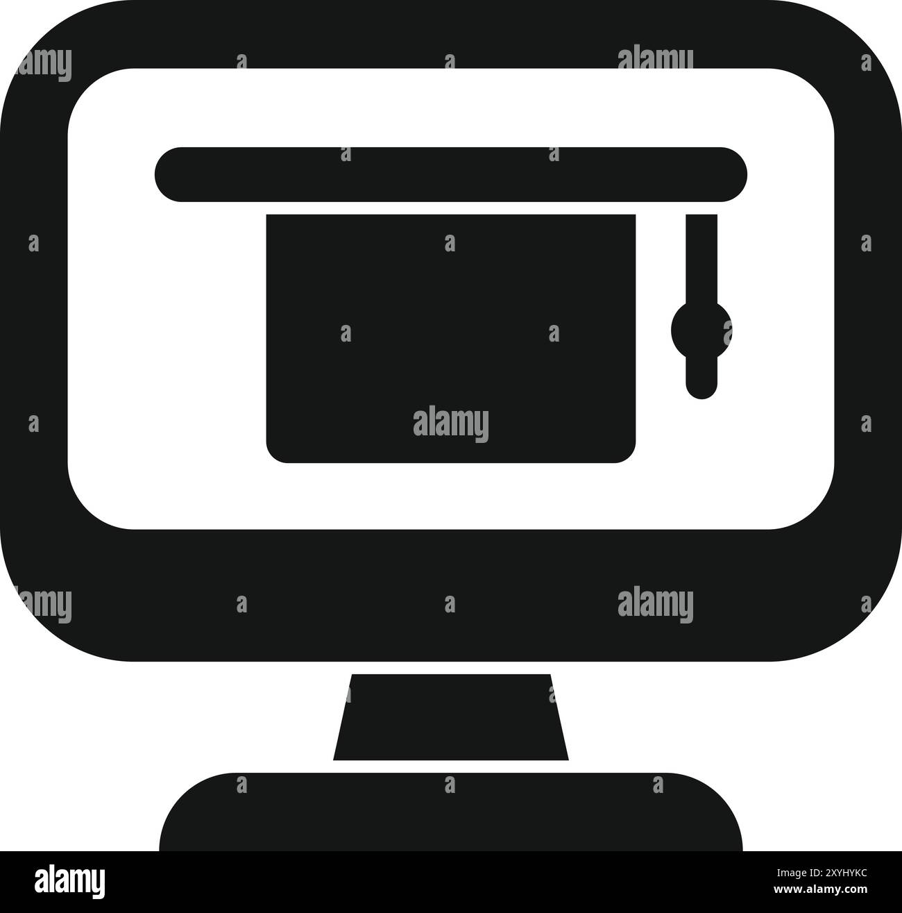 Simple vector icon of a graduation cap on a computer screen ...