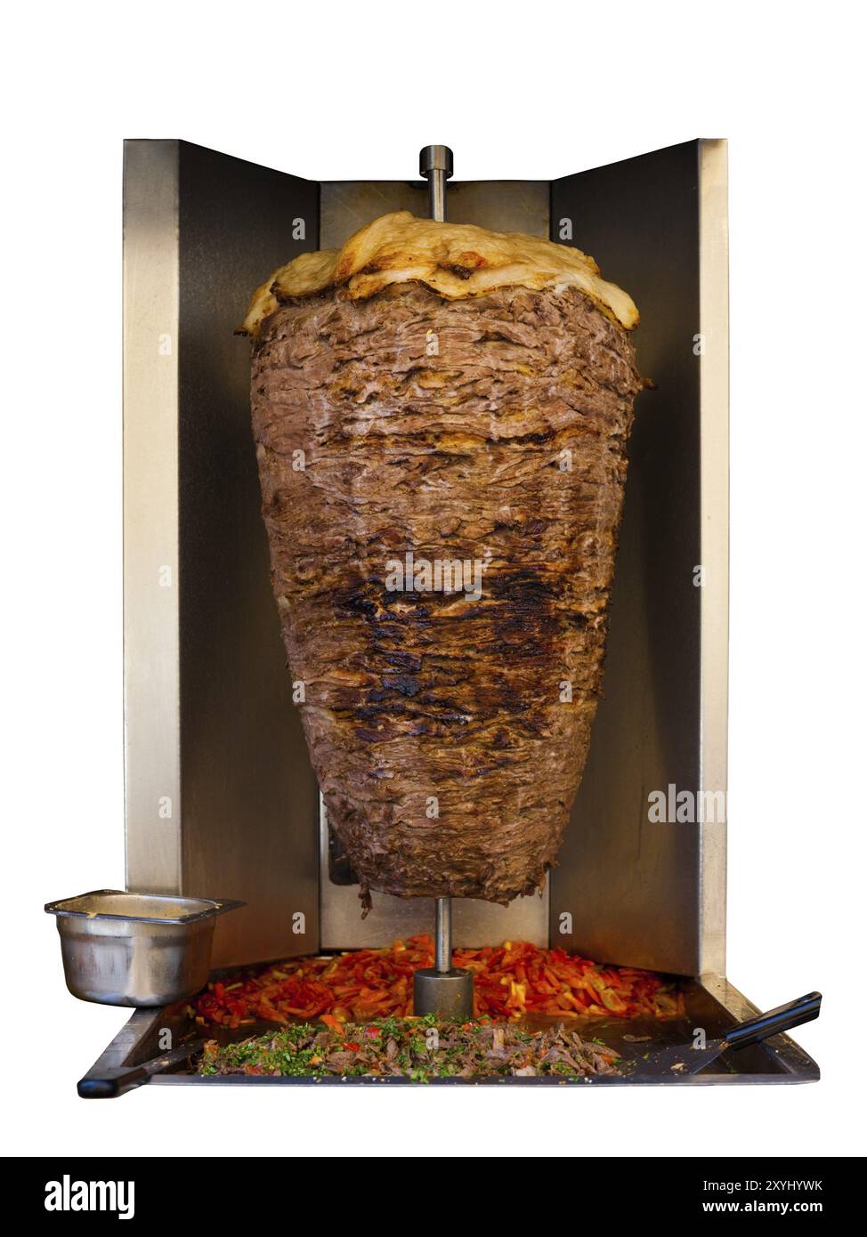 Grilled skewered lamb mutton, a traditional meat served in shawarma or ...