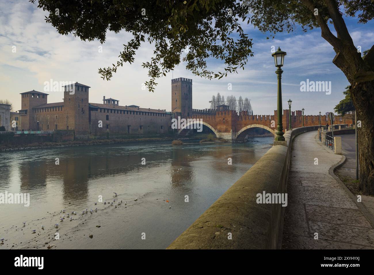 The medieval castle and bridge of Castelvecchio, in the old town of ...