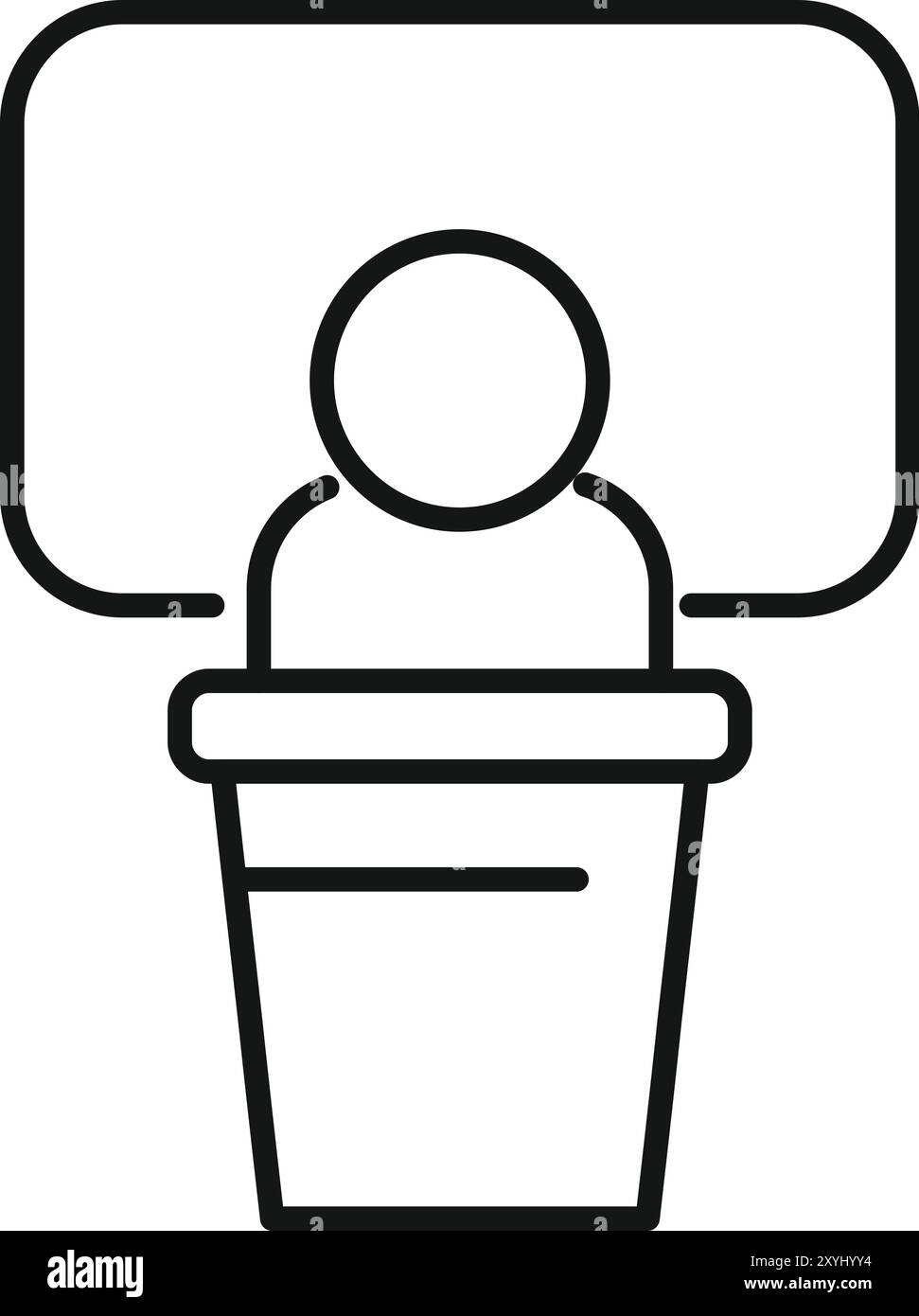 Simple design of a political candidate standing behind a podium giving ...