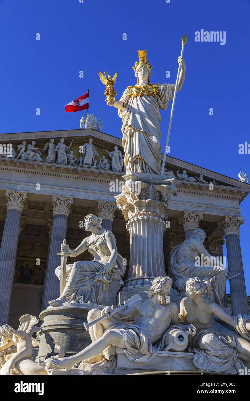 Pallas-Athena Fountain, The goddess of wisdom, holding a spear in her ...