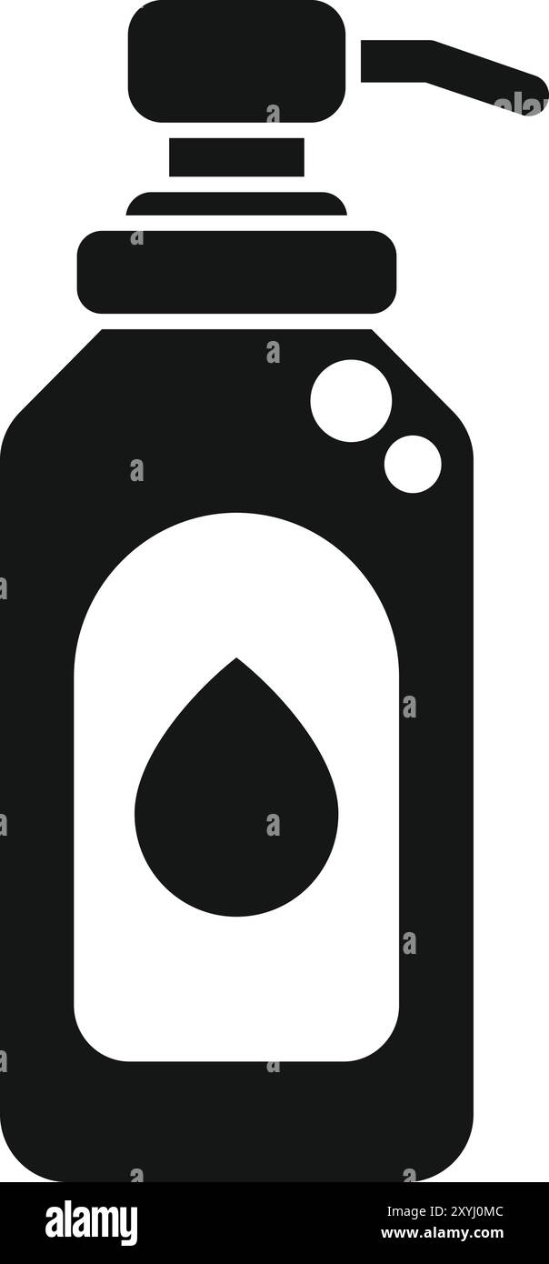 Simple vector icon of a soap dispenser with liquid soap inside ...