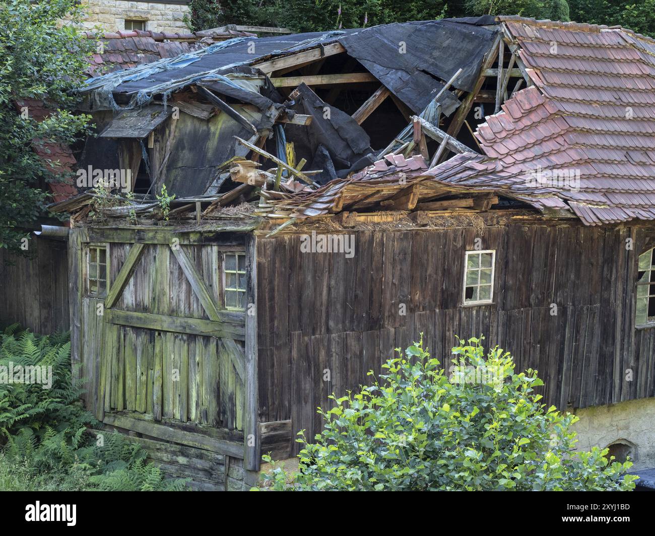 An old barn with a collapsed roof in Germany Stock Photo - Alamy