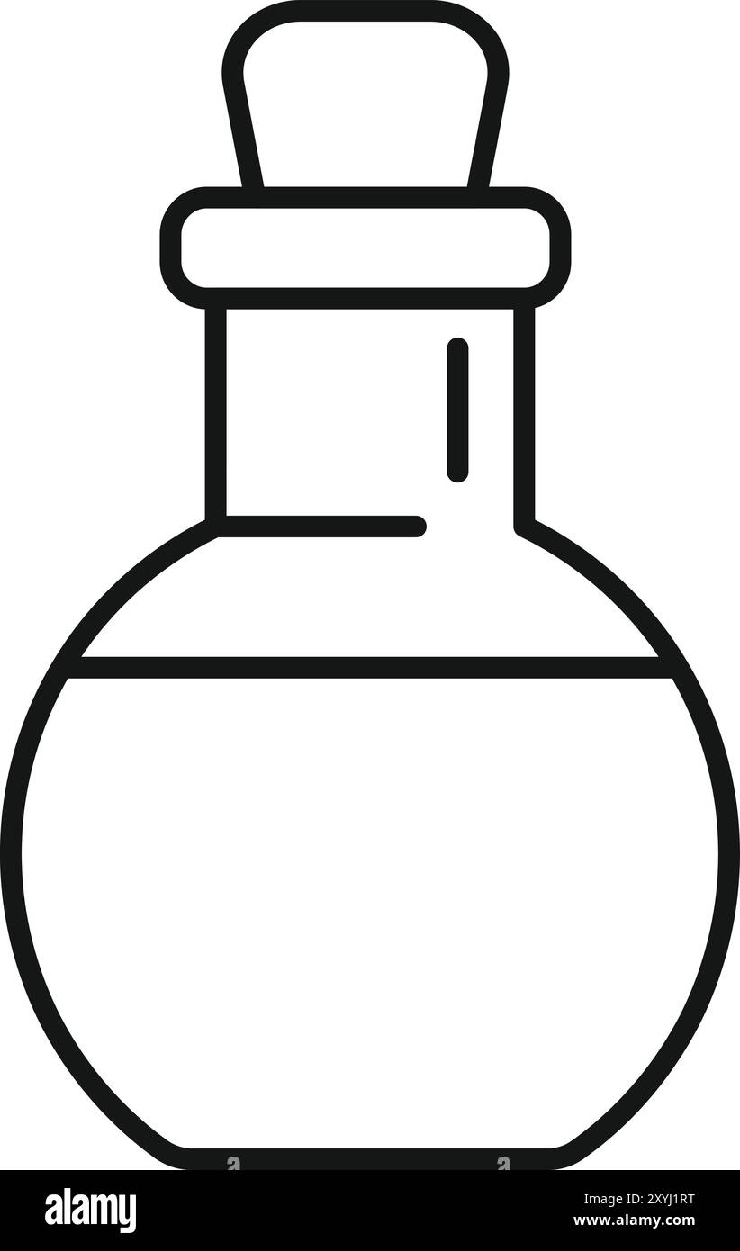 Line drawing of a round bottom flask containing a chemical solution ...