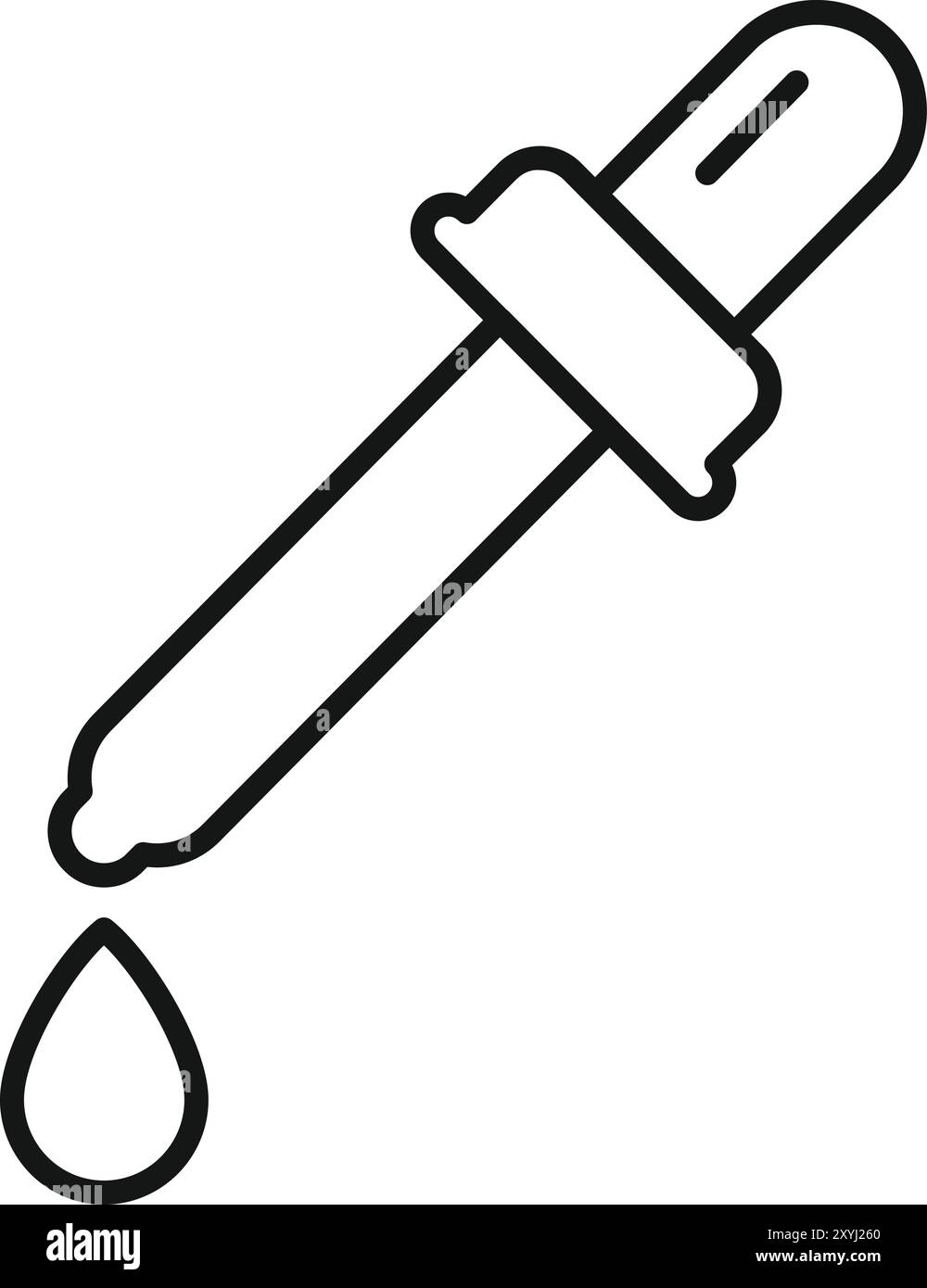 Simple vector icon of a pipette dropper dispensing a single drop of ...