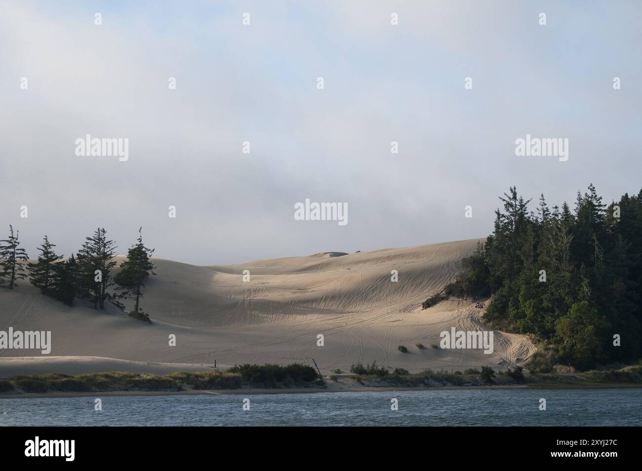 An ATV rider in the sand dunes of Oregon, the Oregon Dunes National ...