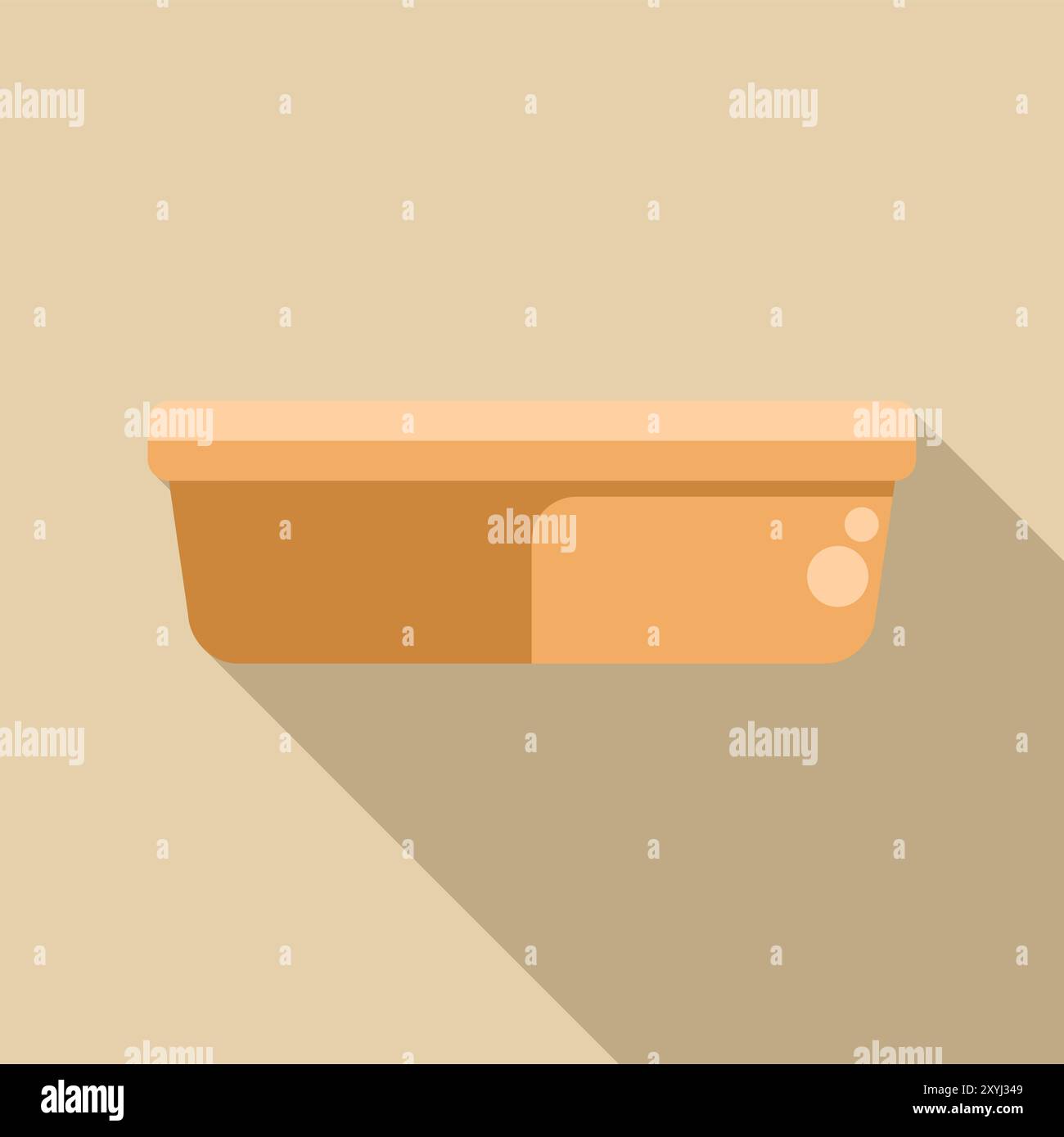 Empty plastic food container with a closed lid is lying on its side ...