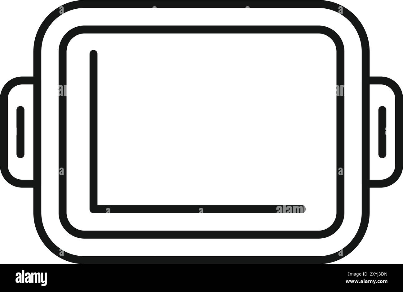 Simple vector illustration of a rectangular baking sheet with handles ...
