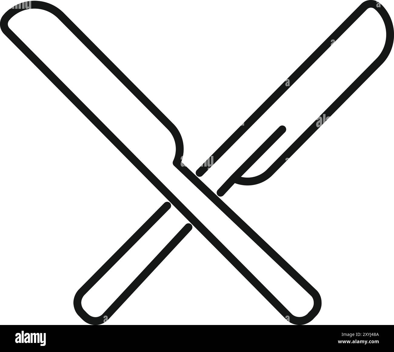 Simple black and white vector icon of two crossed table knives, perfect ...