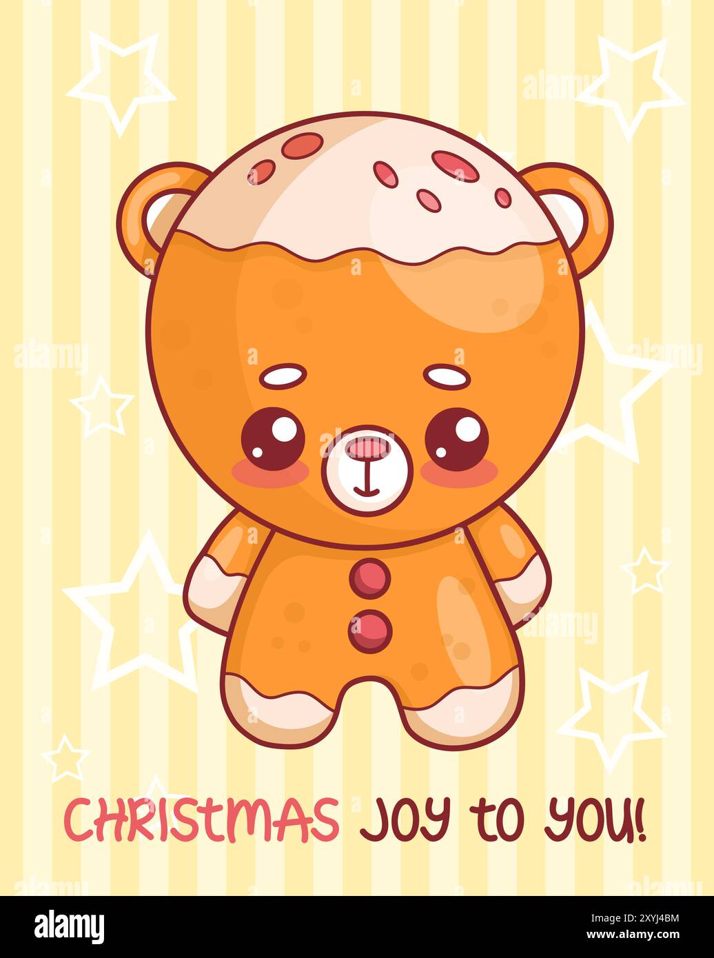 Cute Christmas gingerbread bear. Festive greeting card with sweet ...