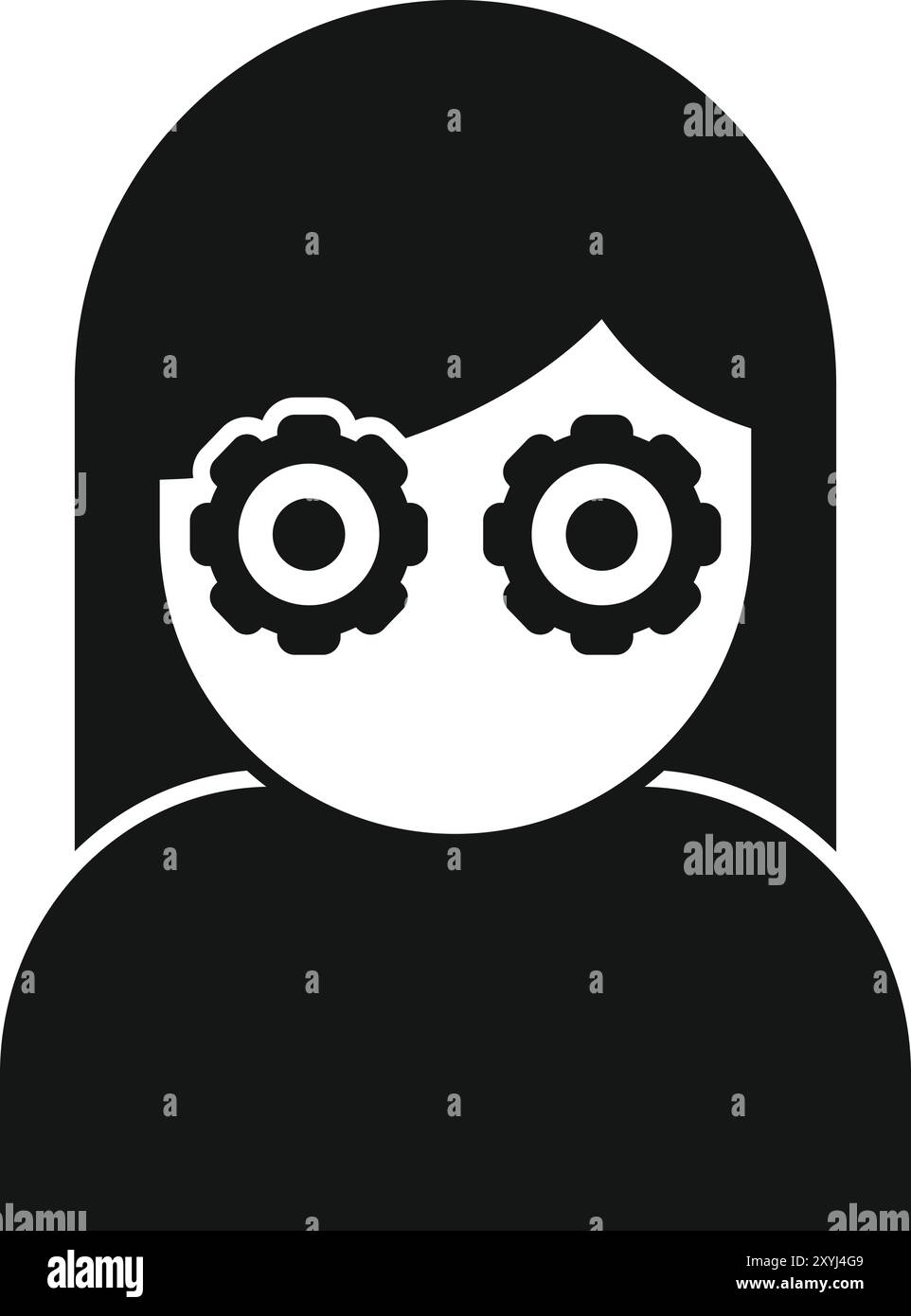 Cyborg woman looking with gear eyes concept icon in glyph style, vector ...