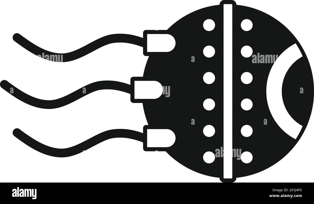 Simple icon of a nano robot moving with wires connected to its body ...