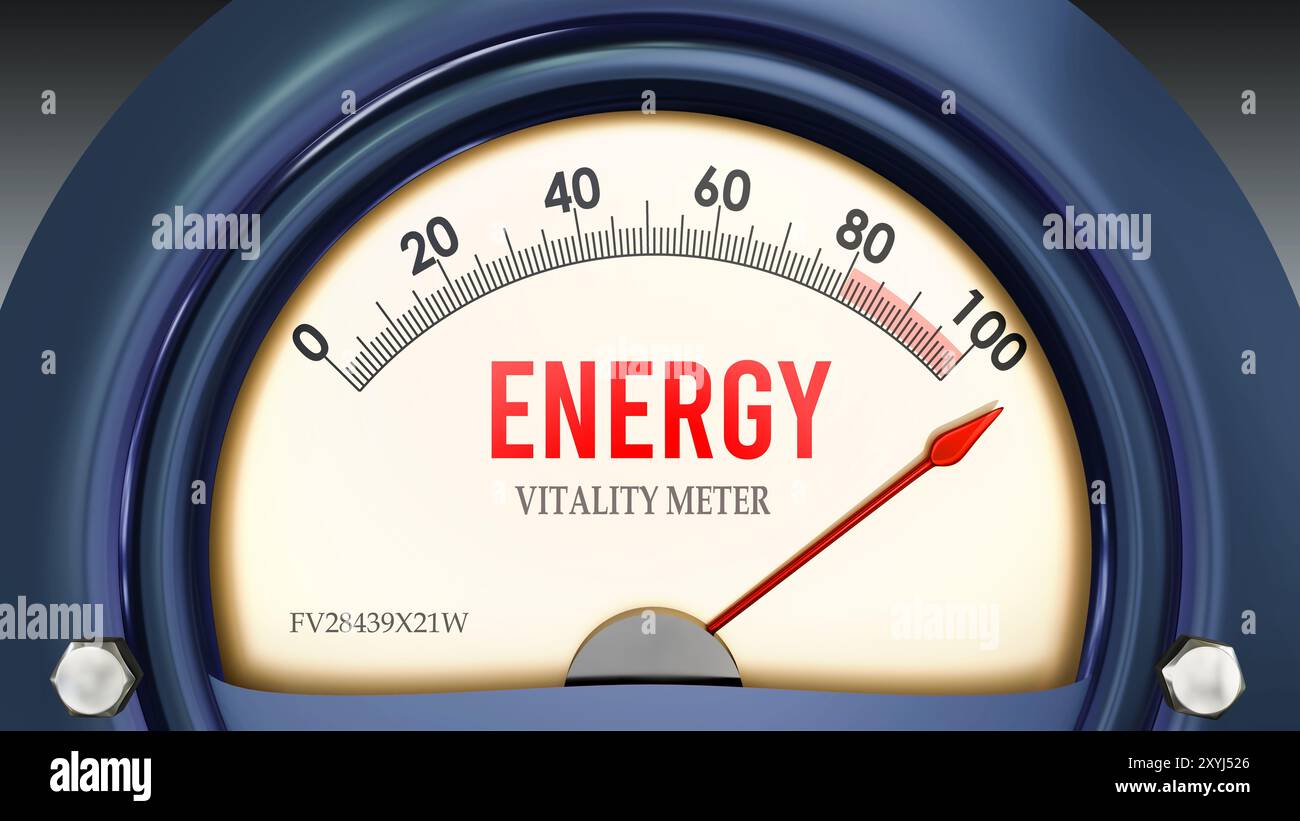 Vitality and energy meter that is hitting a full scale hi-res stock ...