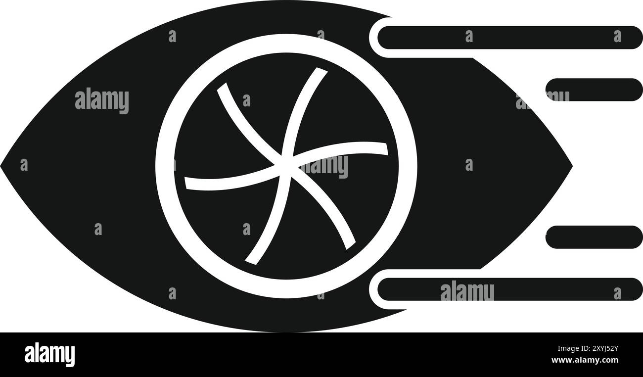 Simple vector icon of a human eye with rotating blades showing fast ...
