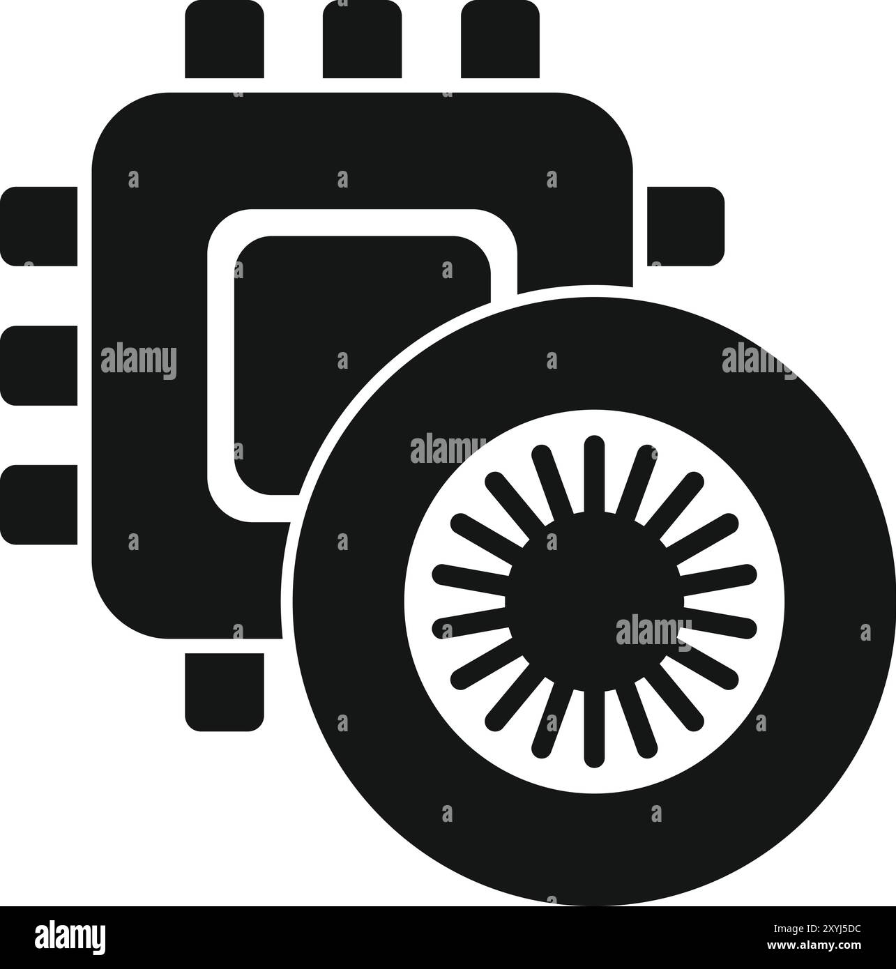 Black icon of a modern car processor optimizing vehicle performance and efficiency Stock Vector ...