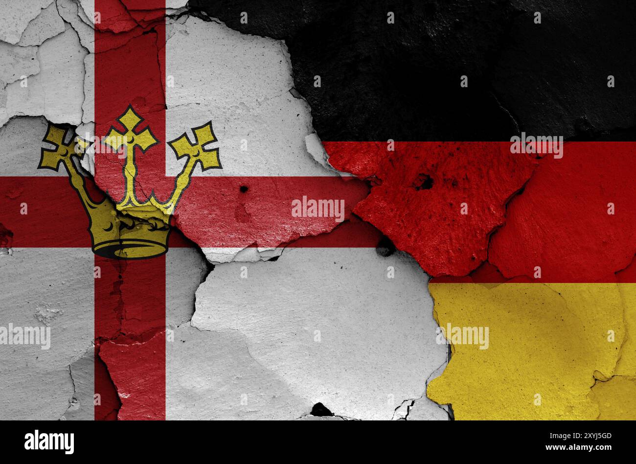 Flags of Koblenz and Germany painted on cracked wall Stock Photo - Alamy