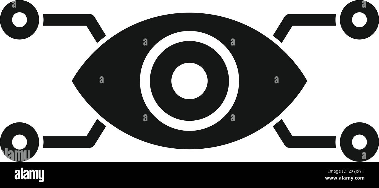 Simple vector icon of an eye connected to a network, representing ai's ...